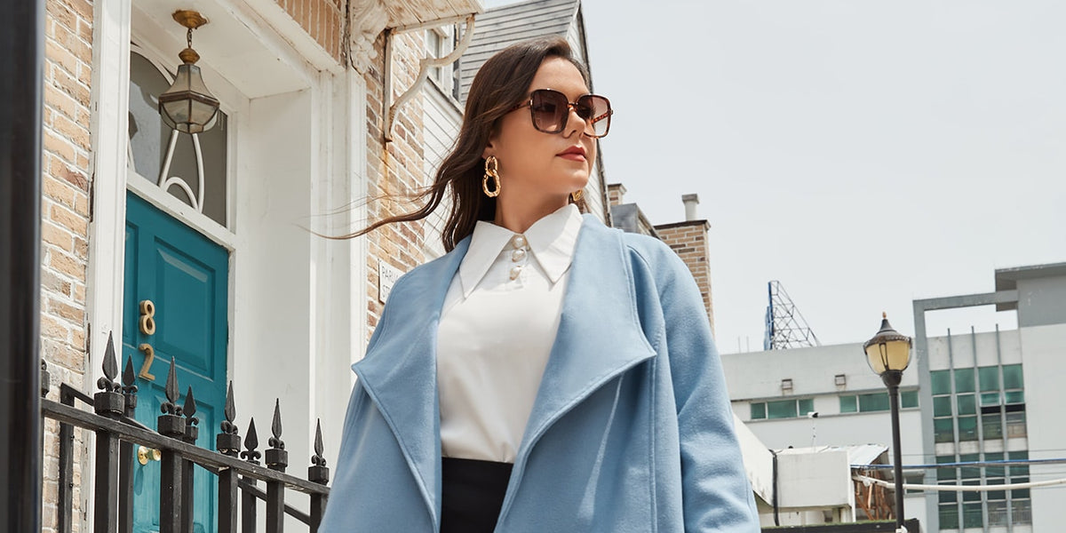 Plain Long Sleeve Waterfall Short Plus Size Overcoat | Plus Size ...